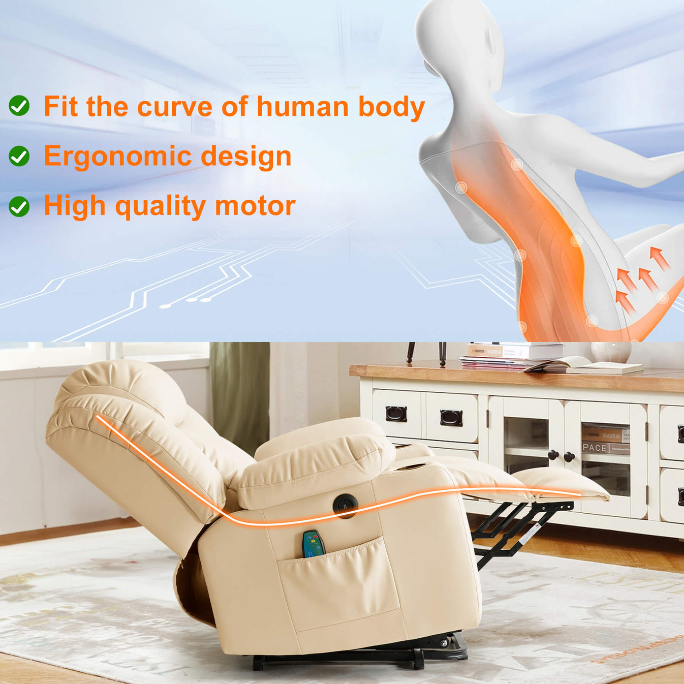 Luxury Power Lift Recliner Chair with Vibration Massage and Heating, B ...