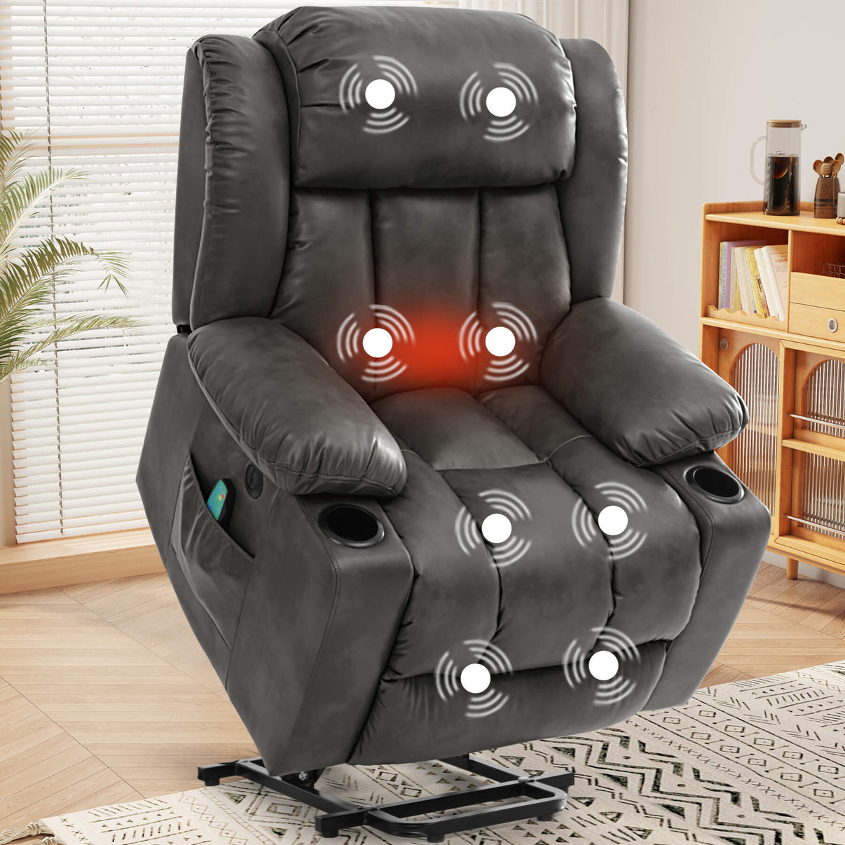 Luxury Power Lift Recliner Chair with Vibration Massage and Heating, w ...