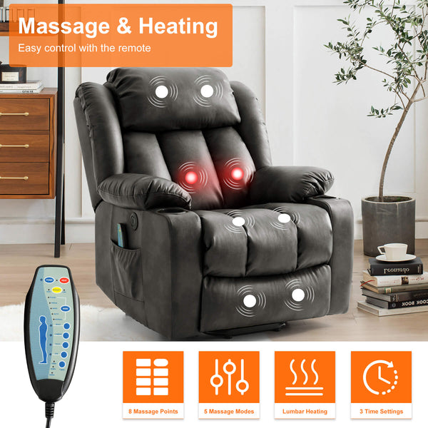 Luxury Power Lift Recliner Chair with Vibration Massage and Heating, w ...