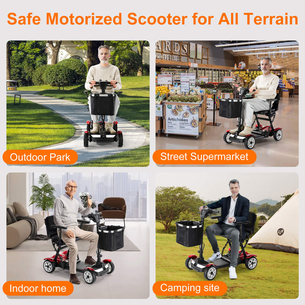25-Mile All-Terrain Power Mobility Scooter for Seniors with 300lbs Cap ...