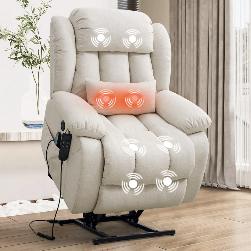 Infinite Position Dual Motor Power Lift Recliner Chair W/ Heat and Mas ...