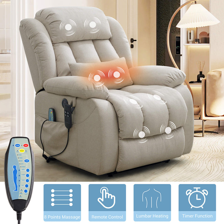 Infinite Position Dual Motor Power Lift Recliner Chair W/ Heat and Mas ...