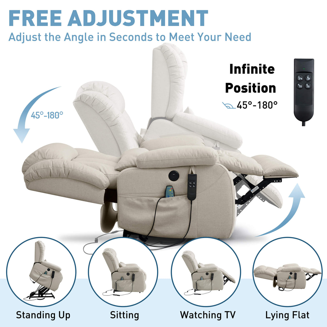 Infinite Position Dual Motor Power Lift Recliner Chair W/ Heat and Mas ...