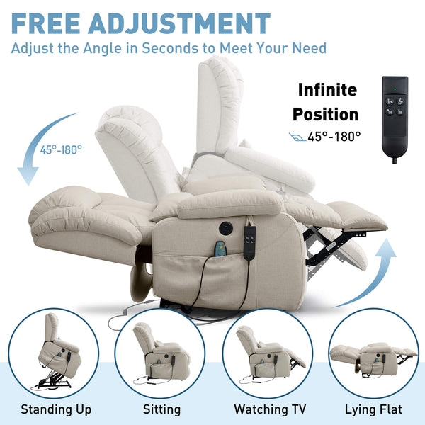 Infinite Position Dual Motor Power Lift Recliner Chair W/ Heat and Mas ...
