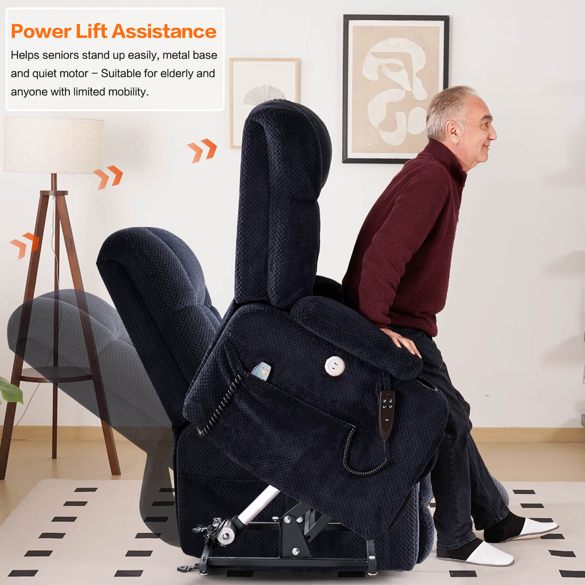 Oversized Infinite Position Power Lift Recliner Chair with Massage & H ...