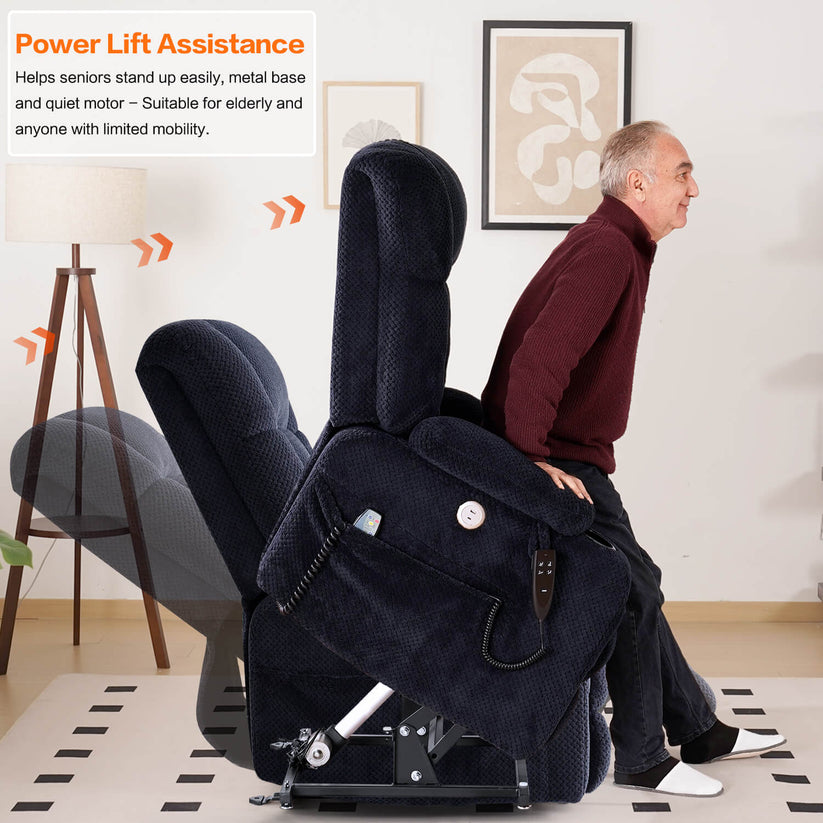 Oversized Infinite Position Power Lift Recliner Chair with Massage & H ...