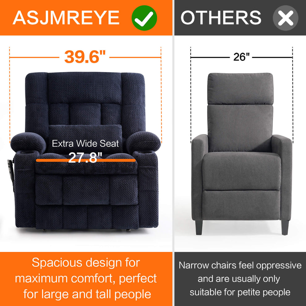 Oversized Infinite Position Power Lift Recliner Chair with Massage & H ...