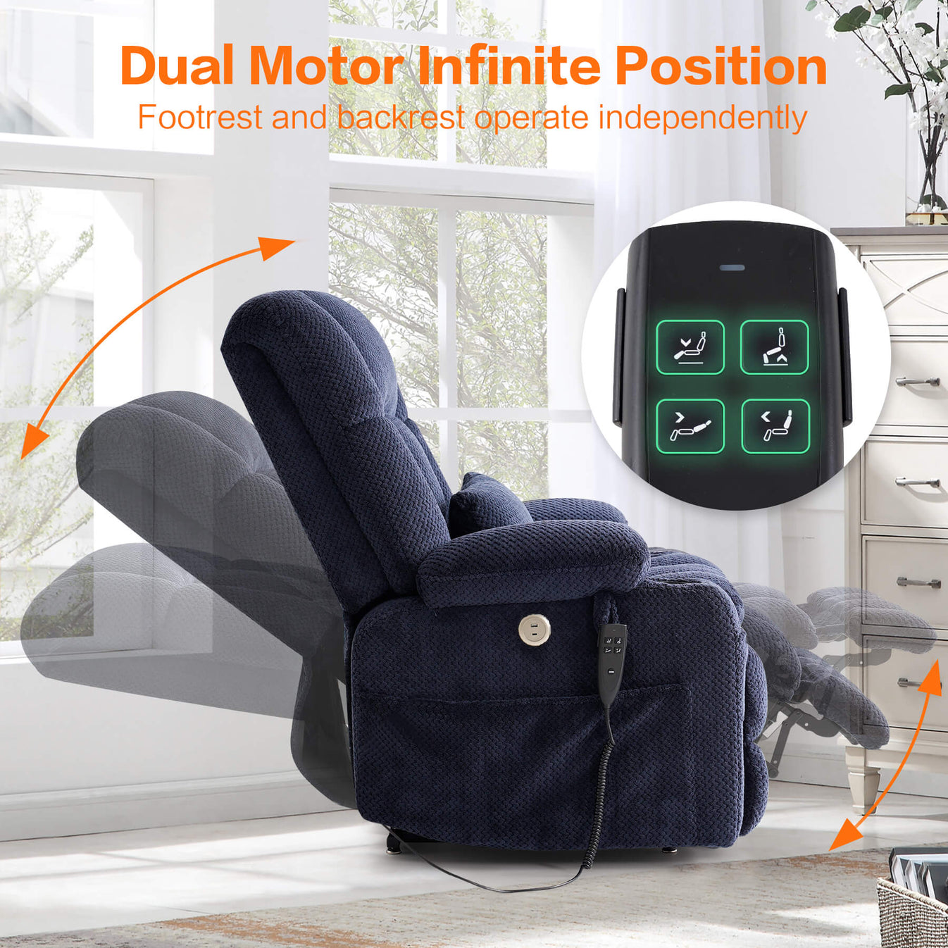Oversized Infinite Position Power Lift Recliner Chair with Massage & H ...