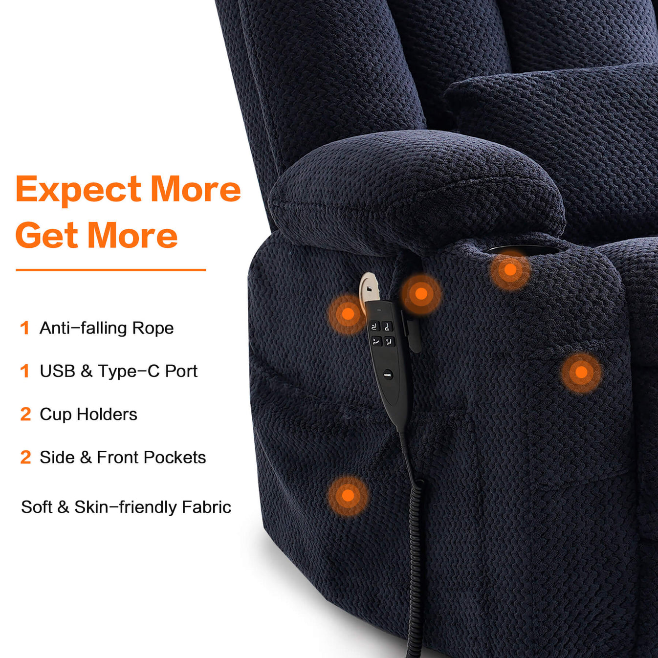 Oversized Infinite Position Power Lift Recliner Chair with Massage & H ...