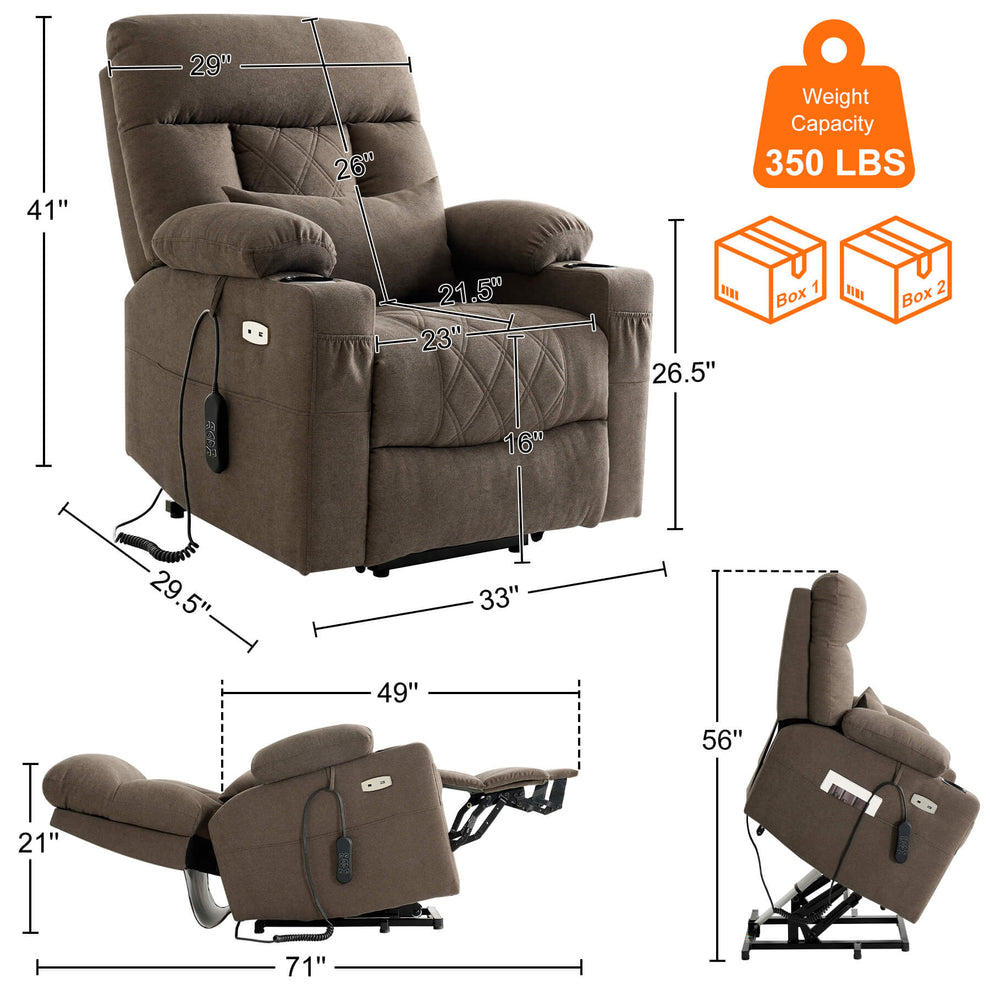 Triple Motor Infinite Position Power Lift Recliner Chair with Adjustab ...