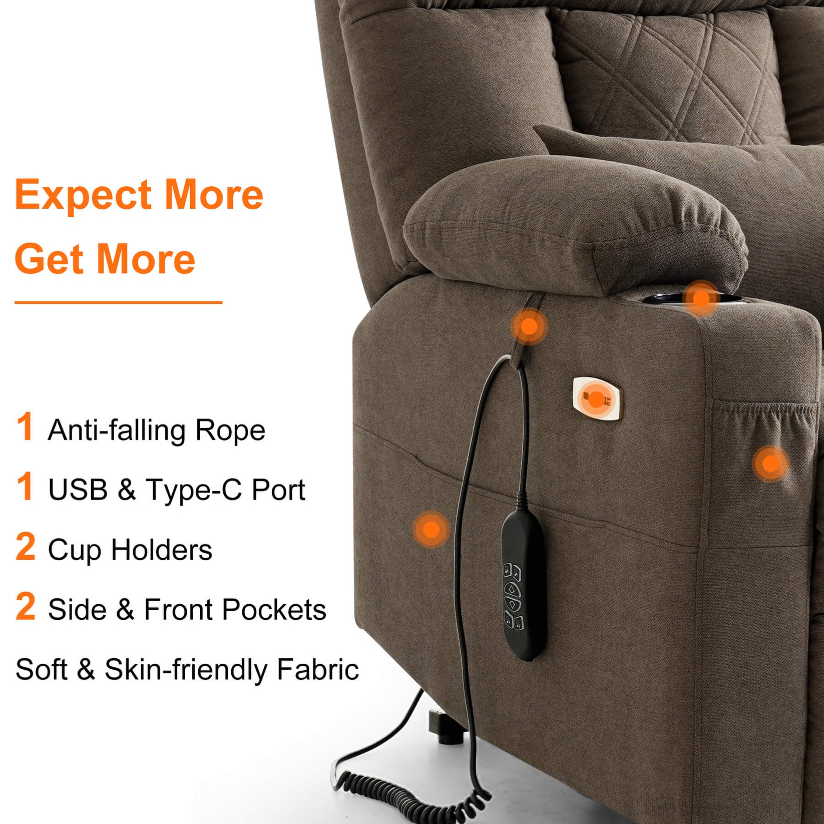 Triple Motor Infinite Position Power Lift Recliner Chair with Adjustab ...