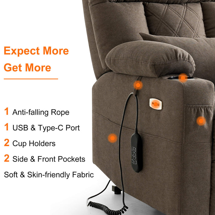 Triple Motor Infinite Position Power Lift Recliner Chair with Adjustab ...