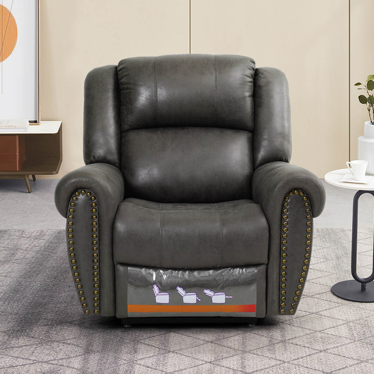 Infinite Position Lift Recliner Chair with Rivet W/ Massage and Heatin ...